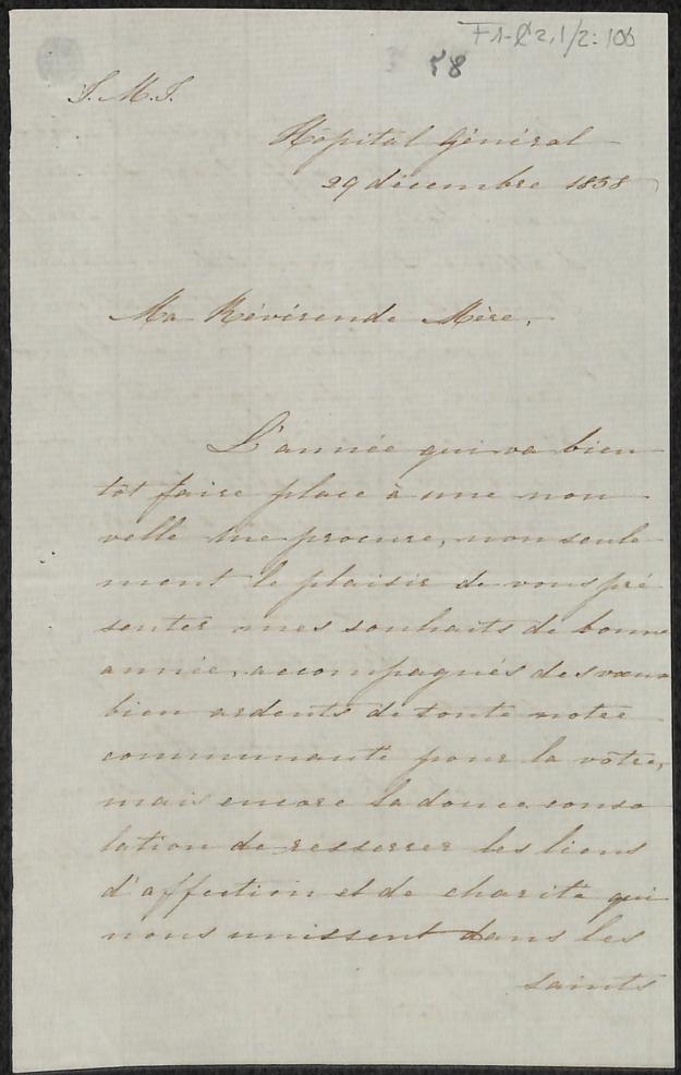 Lettre de soeur St-Catherine, Supérieure, à soeur St-Antoine (Marie ...